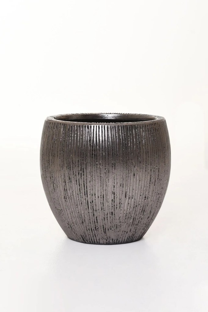 Květináč CAIRO, sklolaminát, průměr 28 cm x výška 29 cm, stříbrný