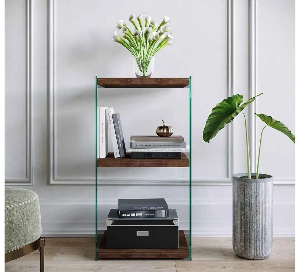 Designový regál Dalida 80 cm vzor ořech - skladem