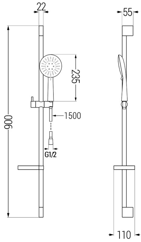 Mexen sprchový set DS67, černý, 785674583-70