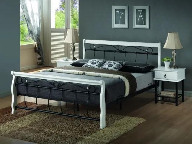 Kovová postel VENECIA 160x200cm Bílá / Černá