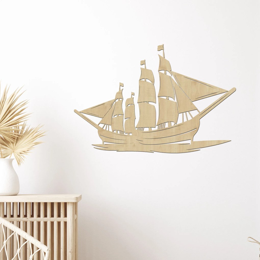dřevo života Dřevěná dekorace na zeď LOĎ Zvolte rozměr (cm): 90x60, Zvolte barvu dekoru: Antracitová
