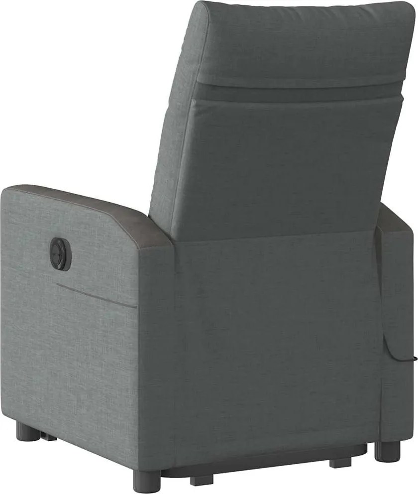Elektrické zvedací masážní polohovací křeslo tmavě šedé textil 3324074