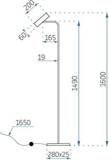 Toolight, LED podlahová lampa APP965-1F, černá matná, OSW-04050
