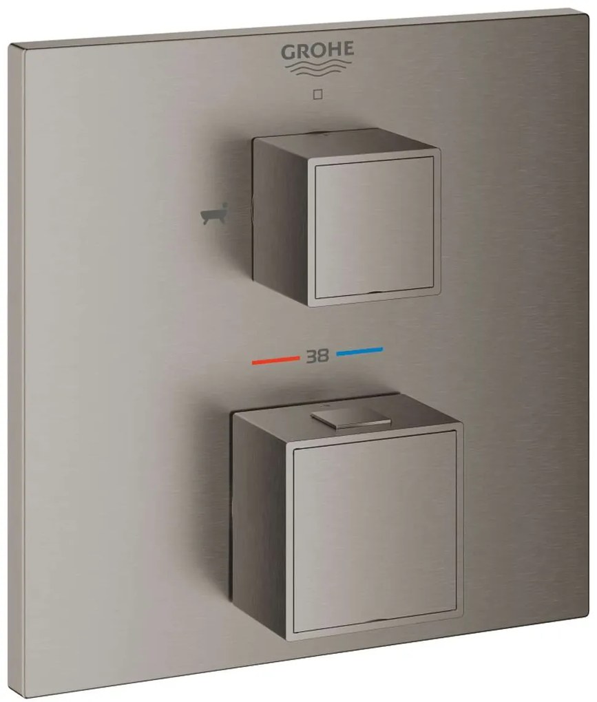 Grohe Grohtherm Cube - Termostatická baterie pod omítku pro 2 spotřebiče, kartáčovaný Hard Graphite 24155AL0