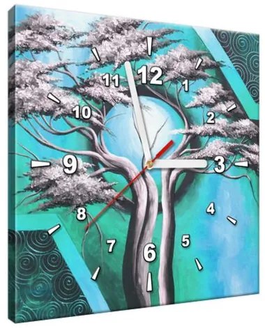 Tištěný obraz s hodinami Mohutný strom o půlnoci 30x30cm ZP4069A_1AI