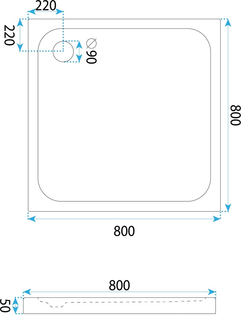 Rea Belmond, akrylová sprchová vanička 80x80x5 cm, bílá lesklá, REA-K4370