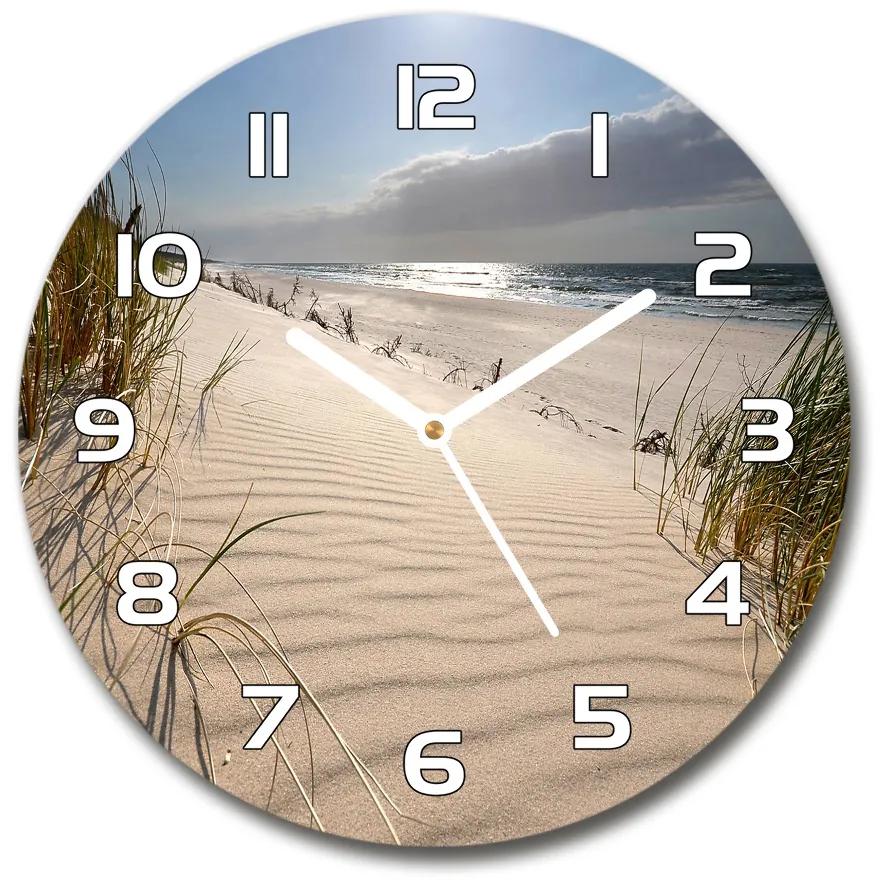 Wallmuralia Skleněné hodiny kulaté Mřežino pláž fi 30 cm