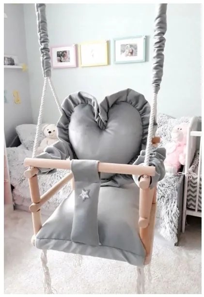 Bestent Dětská dřevěná houpačka Heart Grey