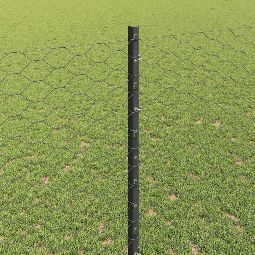 Hexagonální plot s podpěrou 10 x 1,4 m Ocel potažená PVC Šedá 3336831