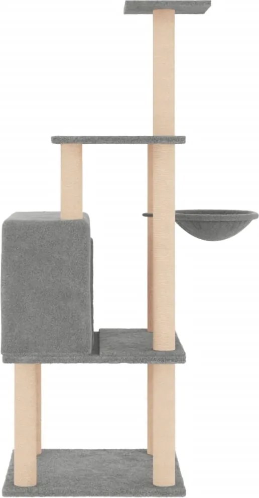 Škrabadlo pro kočky se sisalovými sloupky světle šedé 132 cm 171727