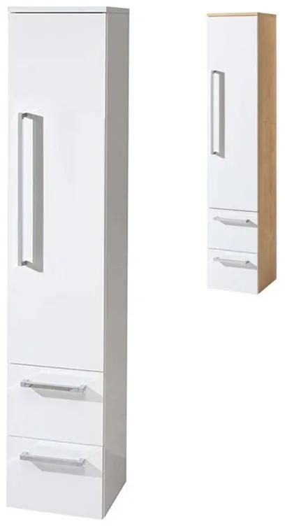 Mereo, Bino, koupelnová skříňka vysoká 163 cm, pravé otevírání, bílá, bílá/dub, CN678