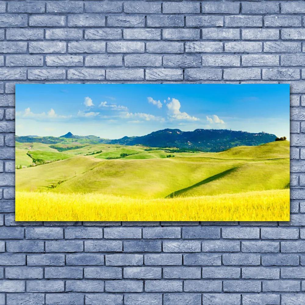 akrylový obraz Vesnice Hory Krajina 120x60 cm