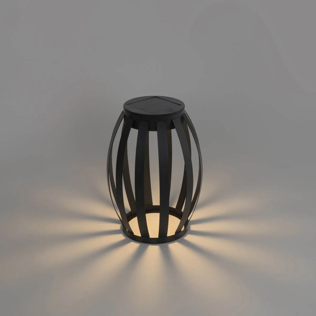 Venkovní stolní lampa černá s 3stupňovým stmívačem, solární a dobíjecí - Sheldon