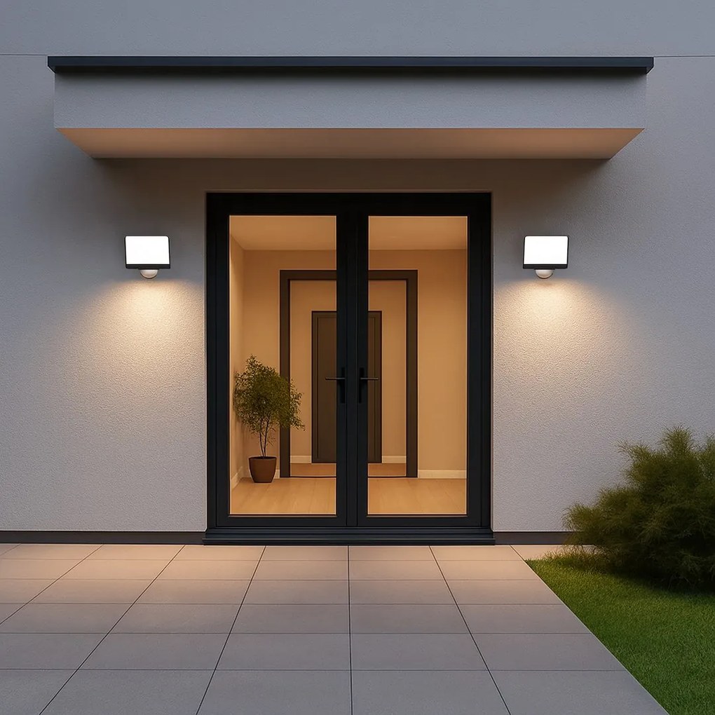Exteriérové ​​nástěnné LED svítidlo Davos, 1x LED 30w, 4000k, černá, pohybový senzor