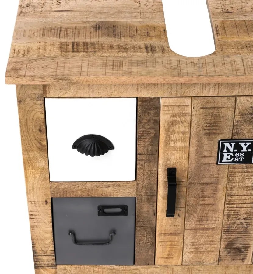 furniture-nabytek.cz - Masivní umyvadlová skříňka Padma z mangového dřeva, lakovaná, vícebarevná – 68×30×63 cm