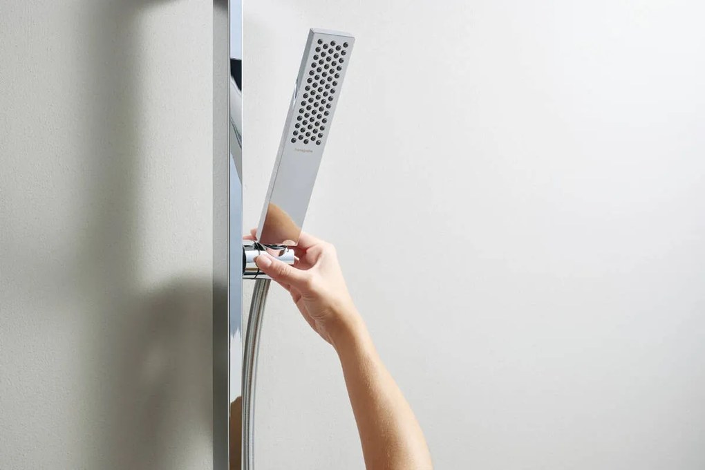 Hansgrohe Unica, sprchová tyč E Puro 900 mm s lehce posuvným držákem a sprchovou hadicí, chromová, HAN-24403000