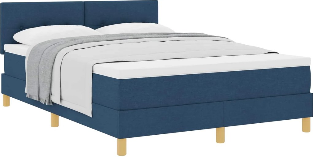 Postel s boxspringem s polštářem Modrá 140 x 200 cm textil 3338929