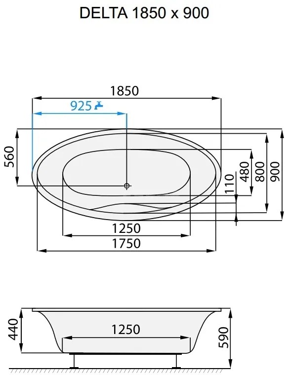 Santech DELTA 185 x 90 cm SADEL185 vana akrylátová