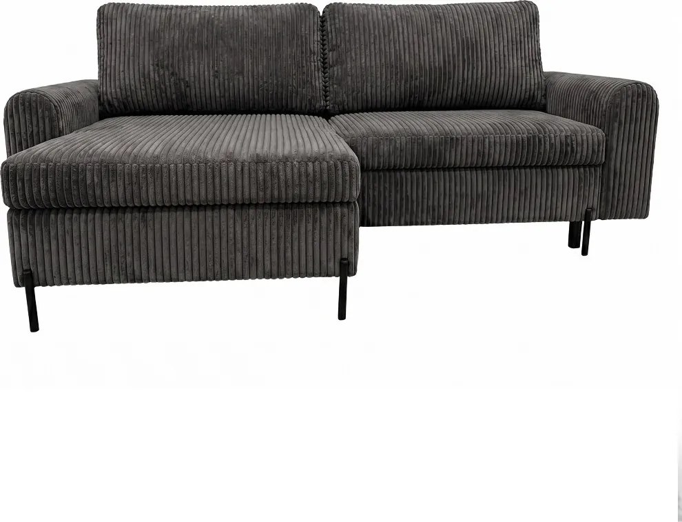 Rohová rozkládací sedací souprava do L PORTINE, 245 cm, s úložným prostorem Roh pohovky: Pravý roh, Barva látky Poso: Černá (Poso 135)
