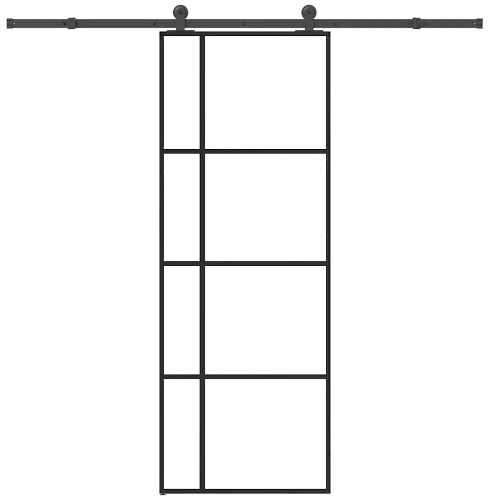 Posuvné dveře s kováním 76x205 cm ESG sklo a hliník 3332911