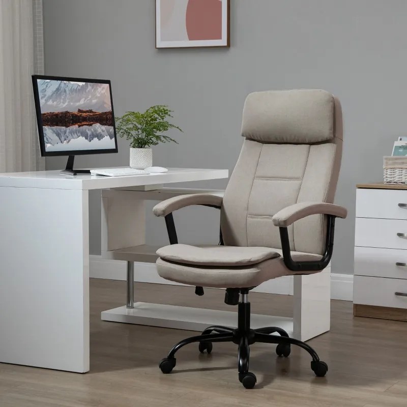 Vinsetto Masážní kancelářská výškově nastavitelná otočná židle, ergonomická, béžová 63 x 70 x 112-121 cm 921-308BG