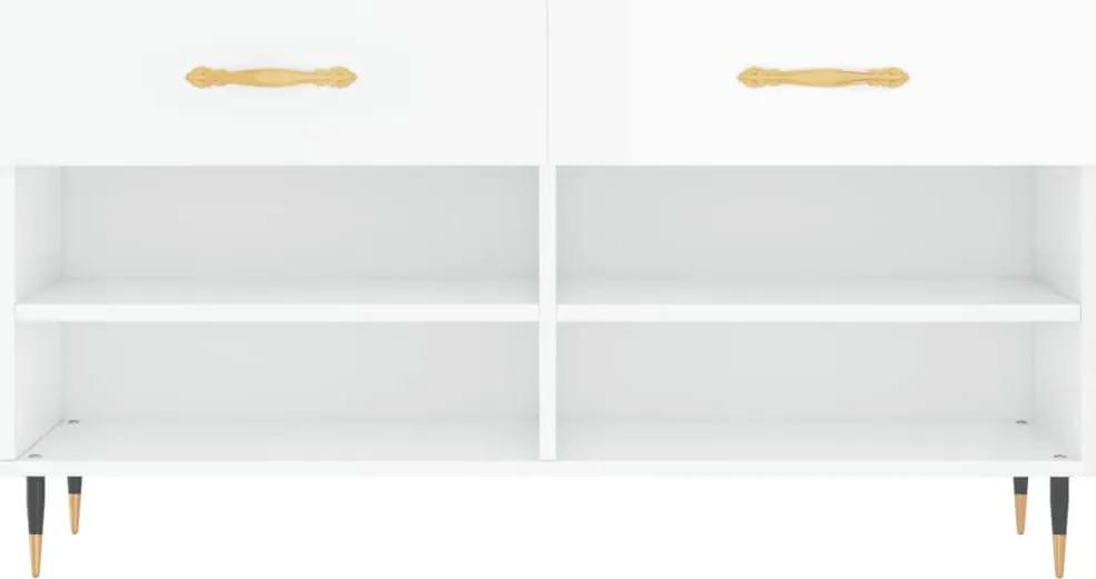 vidaXL Botník 102 x 35 x 55 cm kompozitní dřevo [829718] Barva: bílá s vysokým leskem