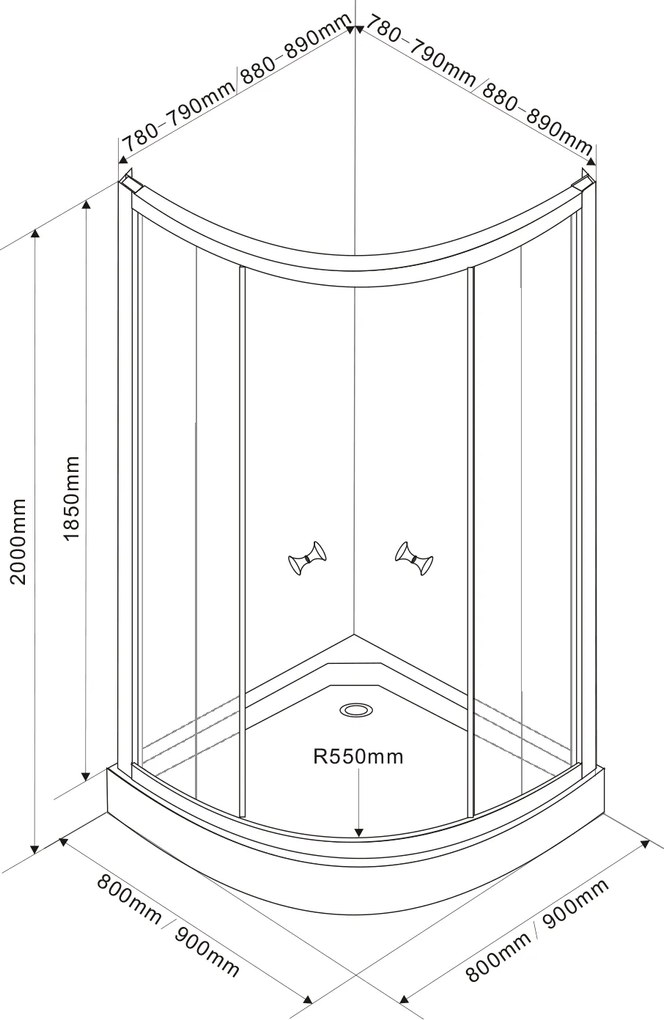 Aqualine Arlen 90 x 90 x 185 cm BTR900 sprchový kout sklo BRICK Koupelny Bernold