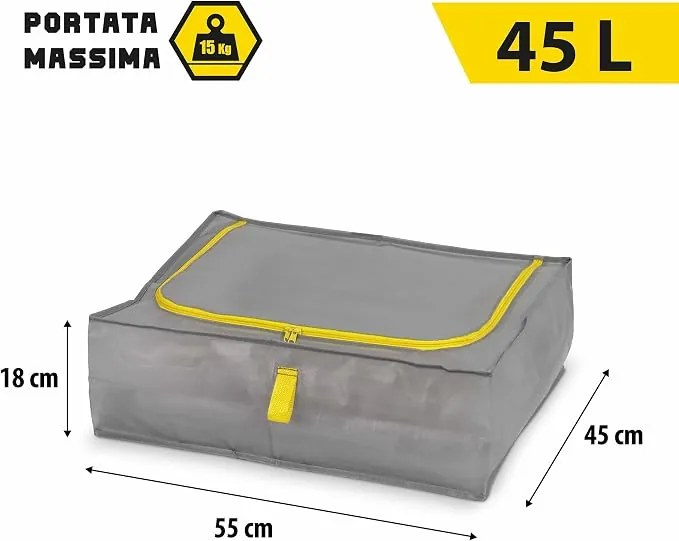 Domo Living Pevný úložný vak na zip 45 l JOTTA DOMO, 45 x 55 x 18 cm, šedo-žlutý