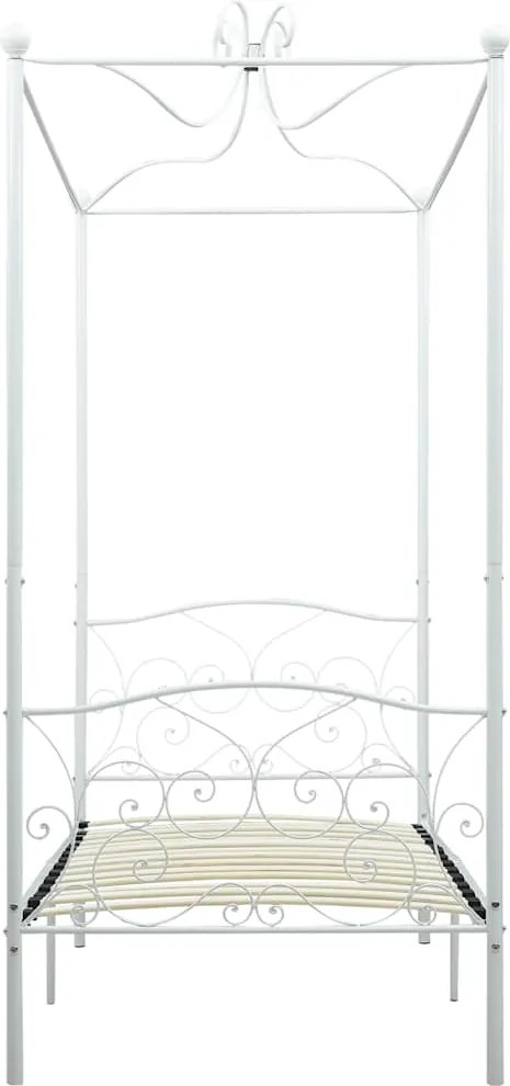 Rám postele s nebesy bílý kovový 100 x 200 cm 284469