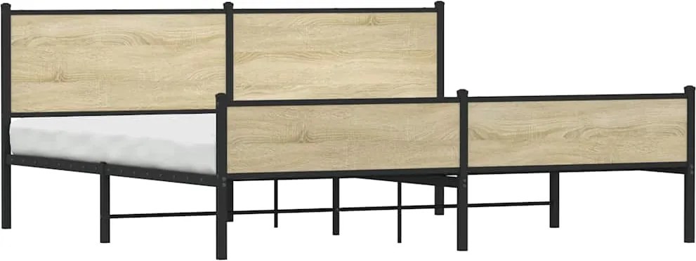 Kovový rám postele bez matrace dub sonoma 193 x 203 cm 3301403