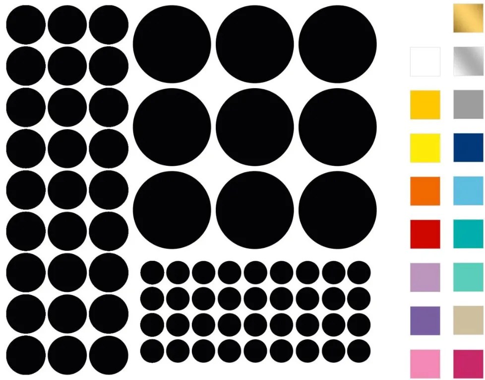 Nálepky na stěnu do dětského pokoje PUNTÍKY Zvolte barvu: Stříbrná