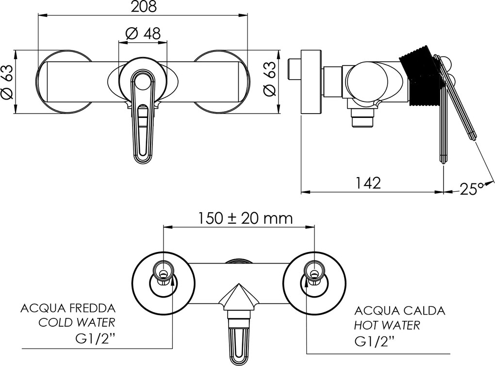 Sapho Bebé sprchová baterie nástěnná 150 mm chrom BB011