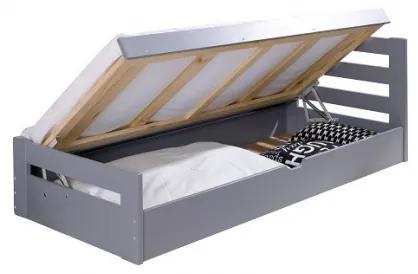 Jednolůžková postel s úložným prostorem Bergen z masivu