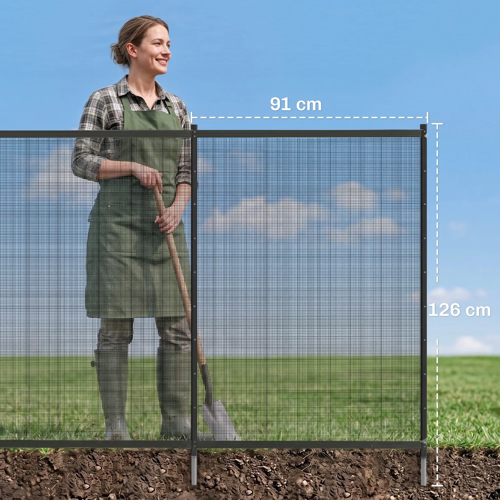 Outsunny plot pro jezírko 365 x 126 cm zahradní plot sada 4 dekorativních plotů pro bazén s podstavcem zásuvný plot pro terasu balkon pletivo černá |…