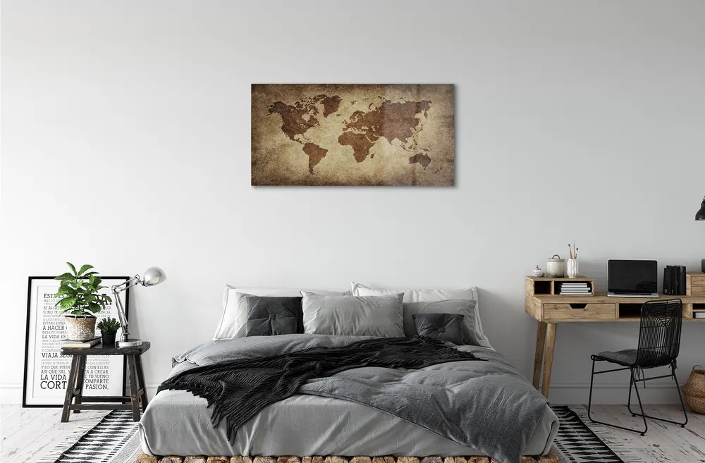 akrylový obraz šedý mapa 100x50 cm