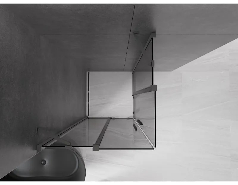 Mexen Velar Duo, sprchový kout s posuvnými dveřmi 100 x 100 cm, 8mm šedé sklo, broušený grafit, 871-100-100-42-95