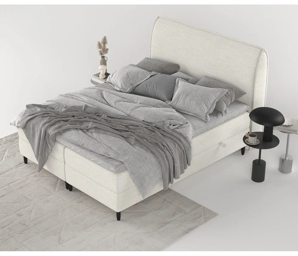 Krémová boxspring postel s úložným prostorem 200x200 cm Melba – Maison de Rêve