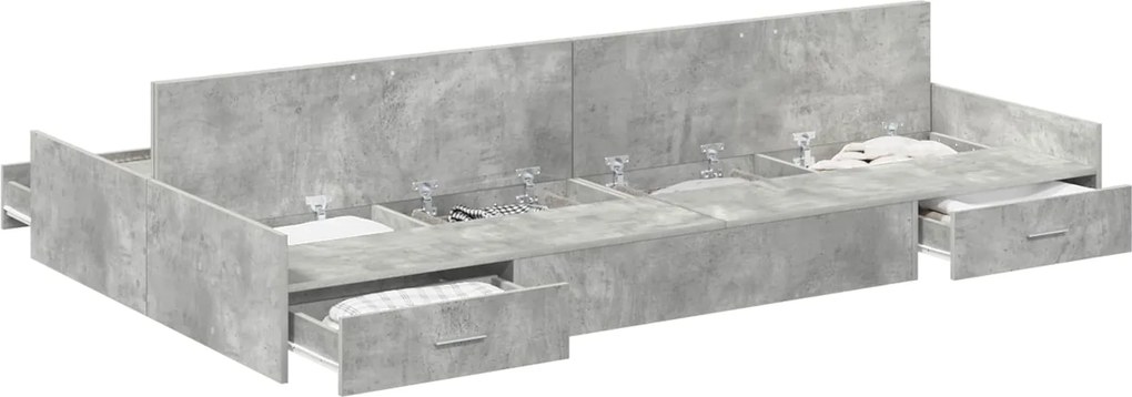 Rám postele s úložným prostorem Betonově šedá 120 x 190 cm 3335328
