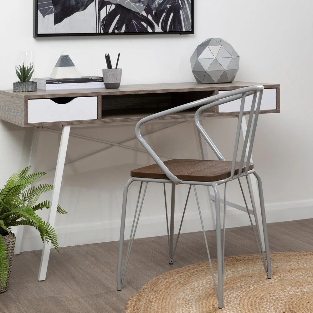 Šedá/v tmavě přírodní barvě jídelní židle z jilmového dřeva District – Premier Housewares