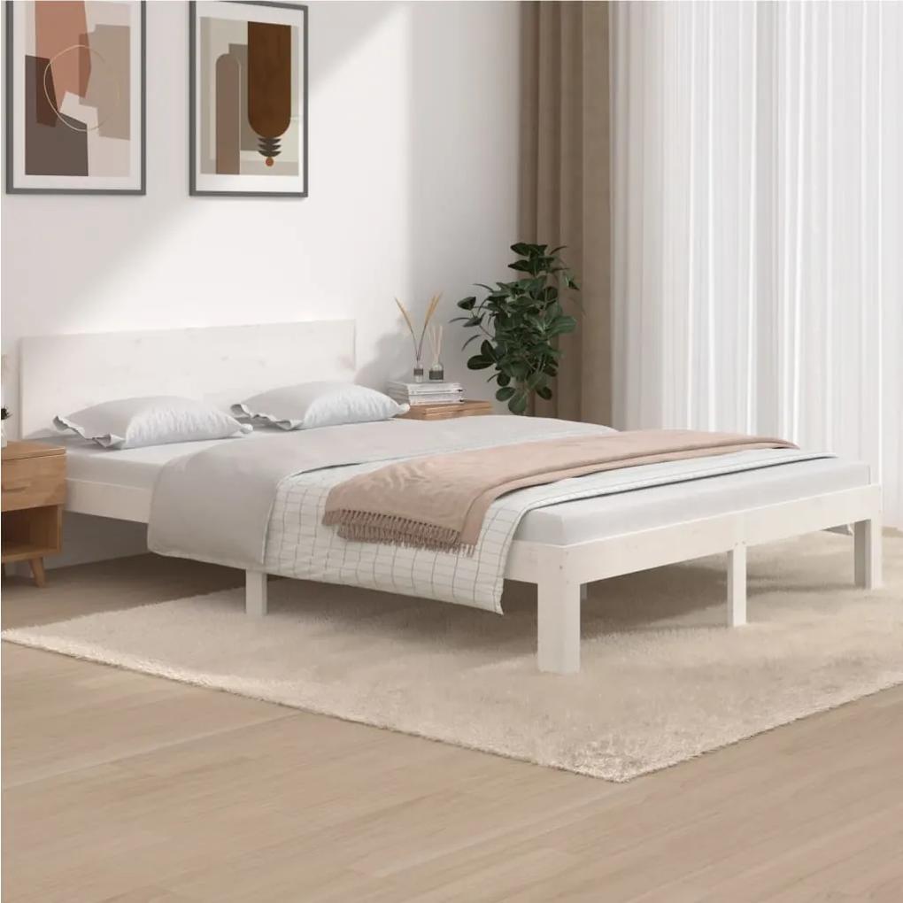 Rám postele bílý masivní borovice 140 x 200 cm,  810496