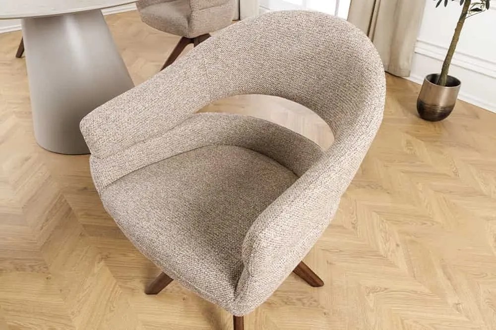 Designová otočná židle Yenibeth taupe / hnědá