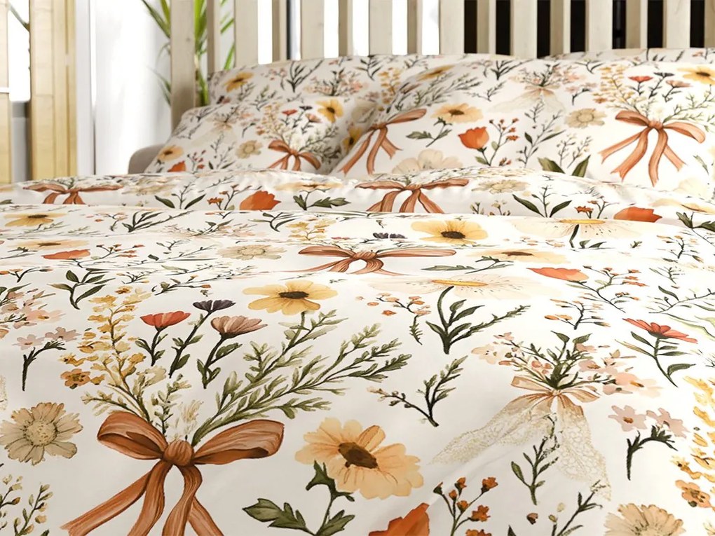Krepové povlečení FLORAL RIBBON POLY barevné Rozměr povlečení: 2 ks 70 x 90 cm | 200 x 220 cm