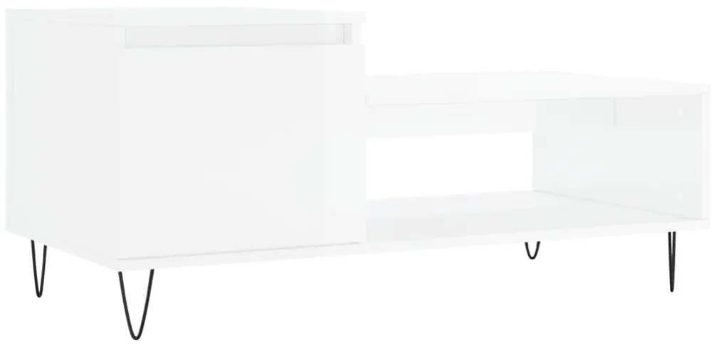 Konferenční stolek lesklý bílý 100x50x45 cm kompozitní dřevo - Default Title