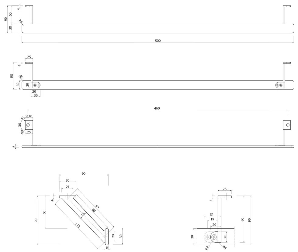 GSI PURA čelní držák ručníků 60cm, chrom PAPR60