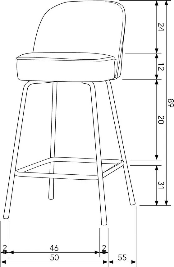 Světle modrá sametová barová židle (výška sedáku 64 cm) Vogue – WOOOD