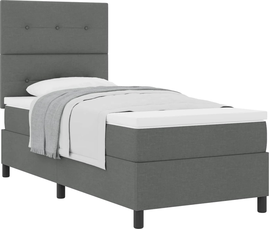 Postel s boxspringem s čelo Tmavě šedá 90 x 190 cm textil 3339351