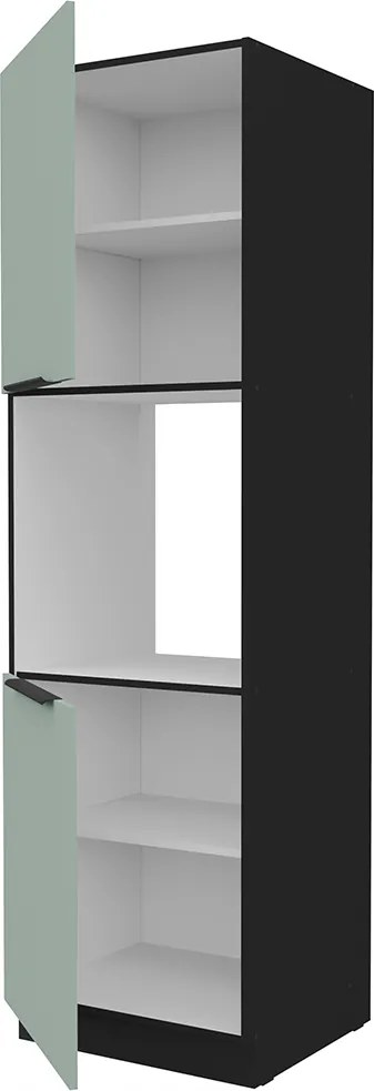 ARIA sc | vysoká skříňka 60 DP-210 2F na vestavnou troubu | 60 cm | ANTI FINGERPRINT povrch | černá/aquamarine
