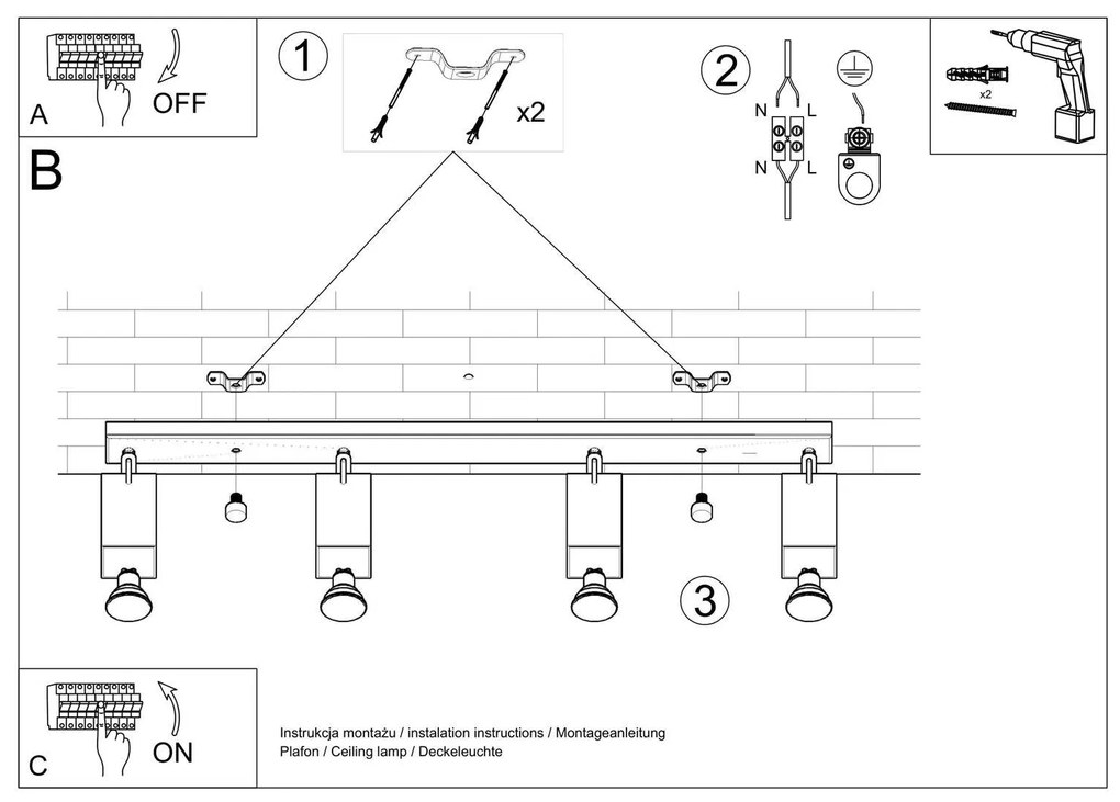 Stropní svítidlo MERIDA 4L černé