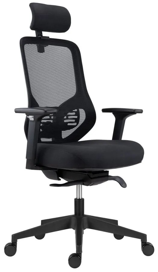 Kancelářská ergonomická židle ATOMIC — síť / látka, černá, nosnost 130 kg