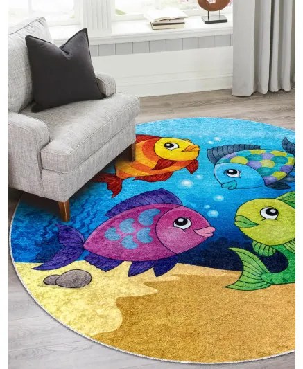 Dywany Łuszczów, Dětský kusový koberec Junior 51594.801 Ocean, 160x160 (průměr) kruh, vícebarevná, dětský pokoj
